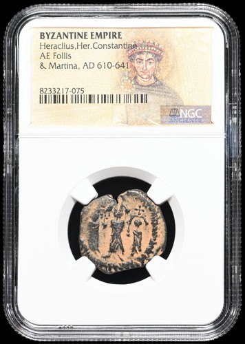 Heraclius, Heraclius Constantine, and Martina, AD 610-641. Æ, NGC ...