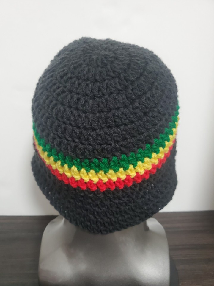 Crochet Rasta Bucket hat festival Boho Hippie Reggae Handmade One Size ...