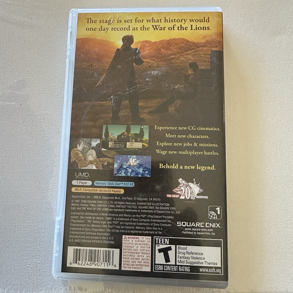 Final Fantasy Tactics The War of The Lions Sony PSP (2007) Free US ...