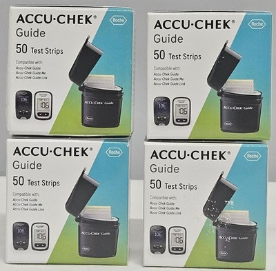 200 Accu-Chek Guide Test Strips 4 boxes of 50 Free Shipping Exp 12/2025 ...