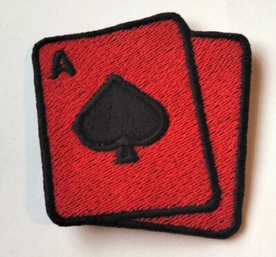 7.5cm x 7.5cm Custom Red Ace Of Spades Playing Cards Embroidered Sew On ...