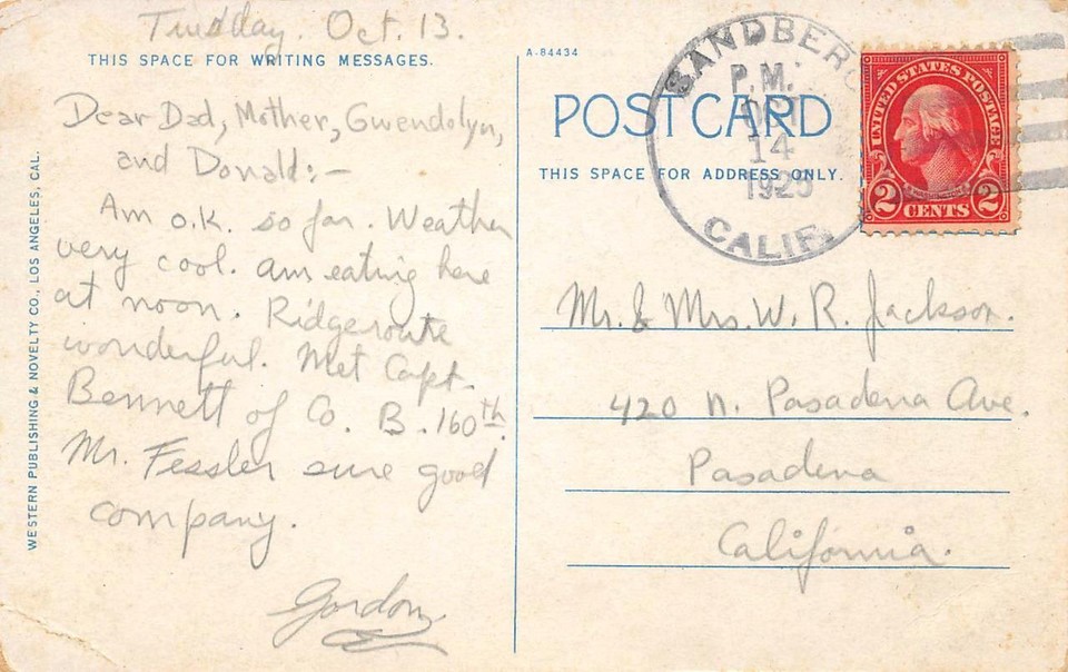 Serpentine Drive RIDGE ROUTE Los Angeles Bakersfield 1925 Sandberg, CA ...