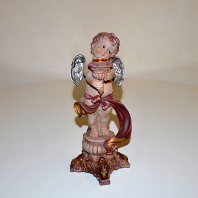 Angelo Putto Angioletto in ceramica artistica con Candeliere ...