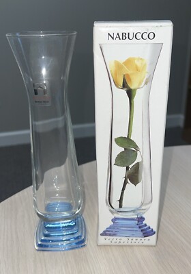 Crystal Bud Vase Classici Bormioli Rocco Italy Blue Stacked Base 7.5 ...