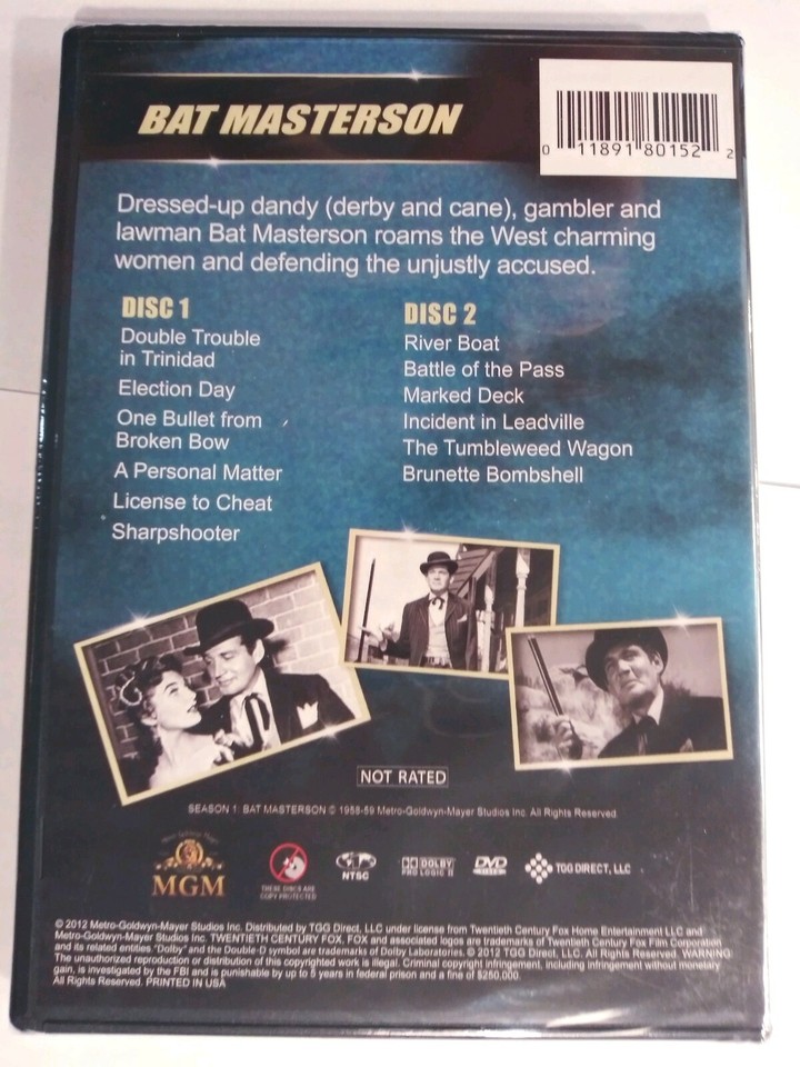 Bat Masterson Best of Season 1 Vol 2 [DVD 2-Disc Set] one two TV show ...