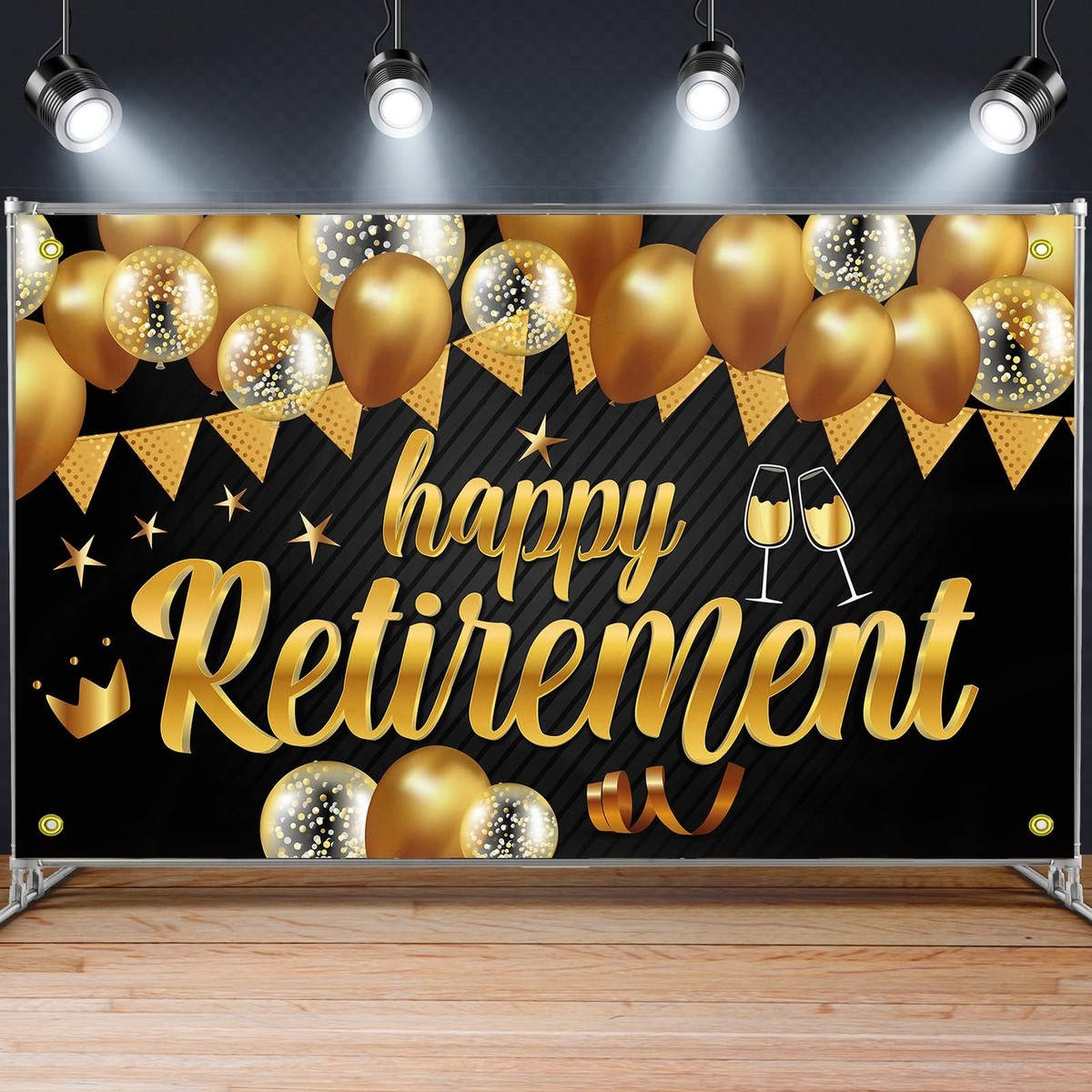 Happy Retirement Banner Gold Happy Retirement Banner Navy Blue