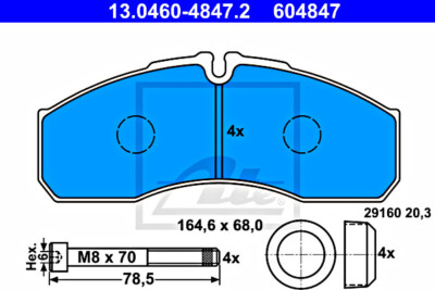 Disc Brake Pad Set ATE Fits IVECO RENAULT Daily III Mascott 110 110.35 ...