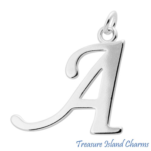 Script Letter A Initial 925 Solid Sterling Silver Charm Pendant MADE IN ...