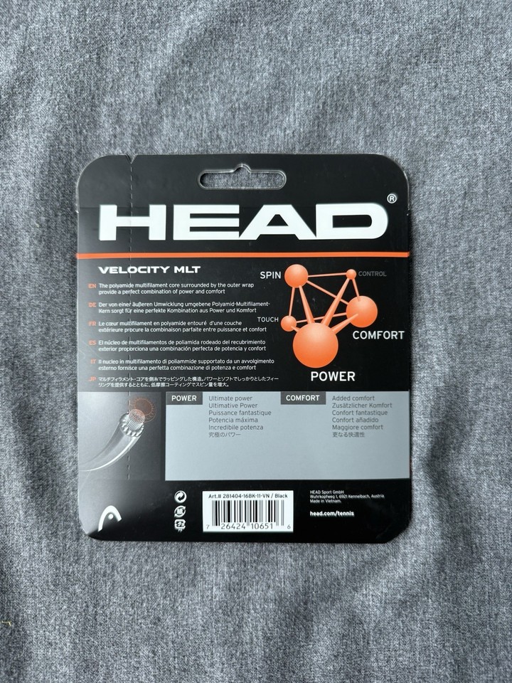 HEAD Velocity MLT 16 Tennis String (1.30mm) Power & Comfort ...