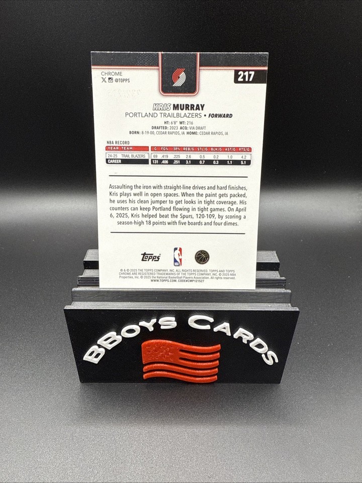 KRIS MURRAY 2025 Topps Chrome Basketball Yellow Refractor /275 🔥 ...