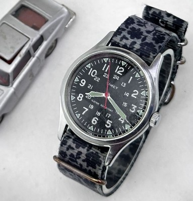 Timex J.Crew 2008 Field Military Stainless Steel Case Black Dial NATO ...