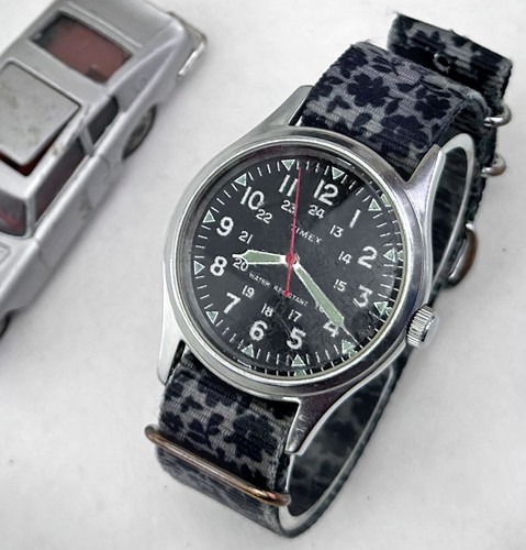 Timex J.Crew 2008 Field Military Stainless Steel Case Black Dial NATO ...