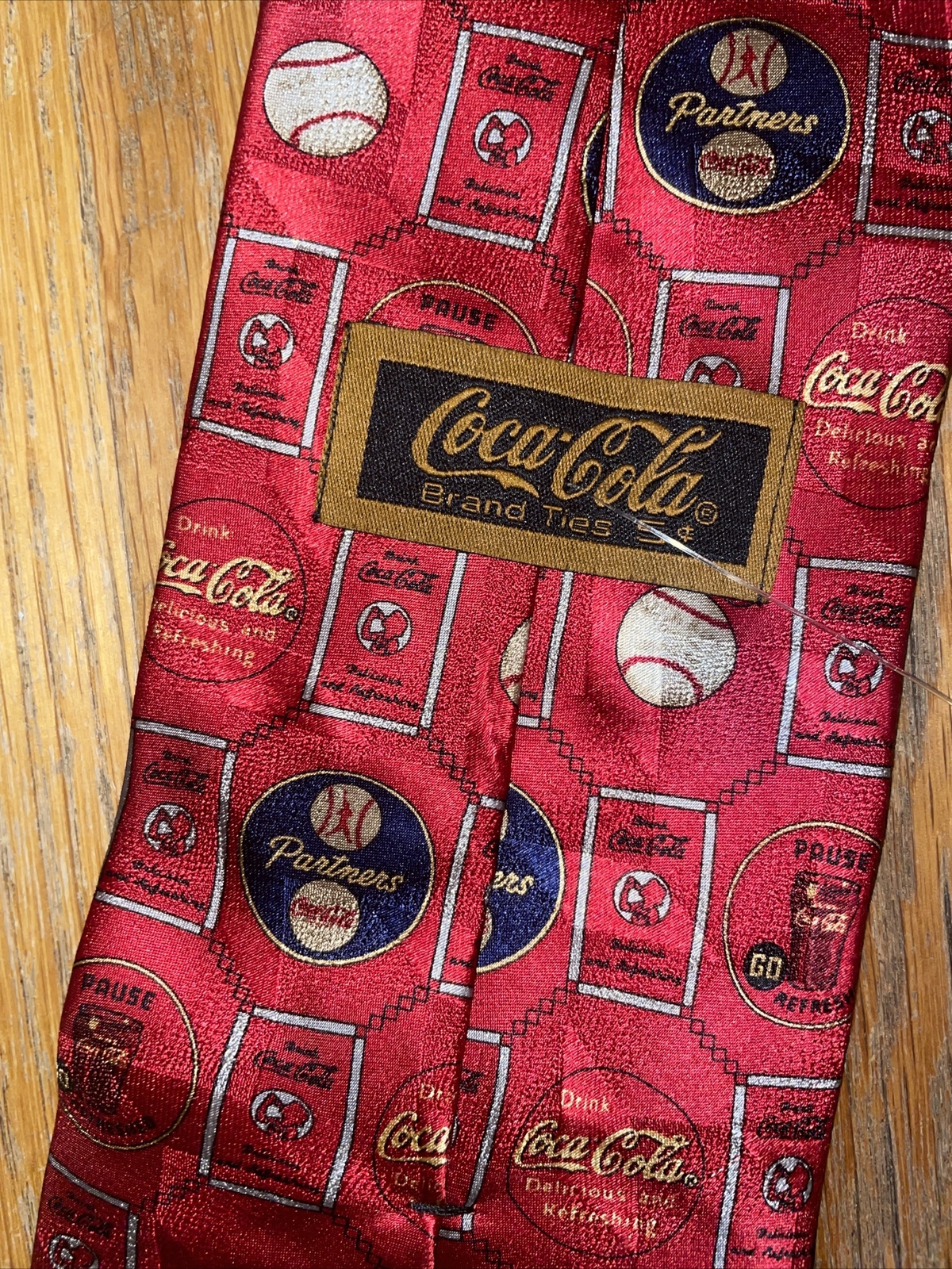 Vtg COCA-COLA Coke BASEBALL MLB Partners Silk Necktie… - Gem