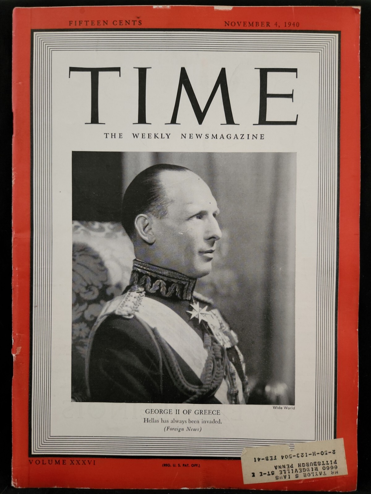 Vintage Time News Magazine November 4 1940 George II Of Greece | eBay