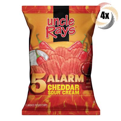 4x Bags Uncle Ray's 5 Alarm Cheddar Sour Cream Flavored Potato Chips ...