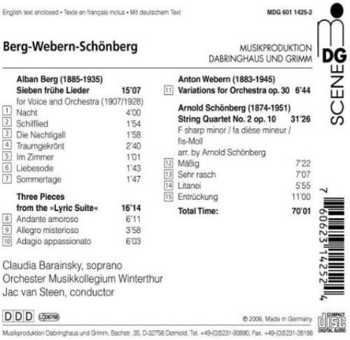 Claudia Barains Music of the Viennese School: Berg, Webern, Sch (CD ...