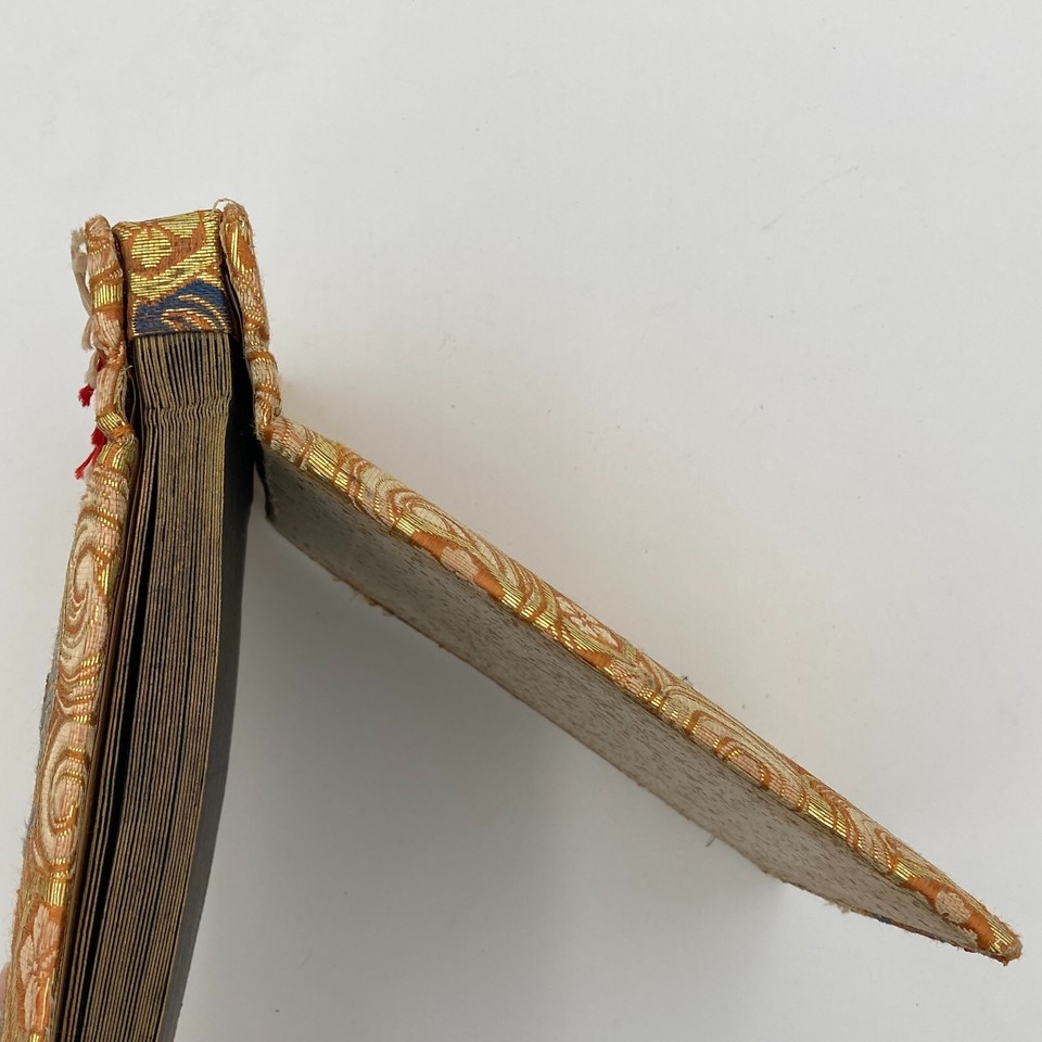 Vintage Japanese Brocade Photo Album Scrapbook Dragon Metal Medallion ...