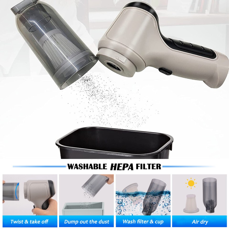 120W 9000PA Cordless Handheld Vacuum Cleaner Car Auto Home Wet Dry ...