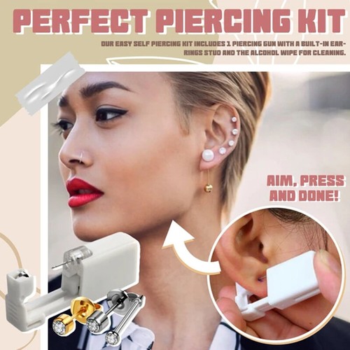 Easy Self Piercing Kit with a Earring Stud Safety Easy to Use Piercing ...