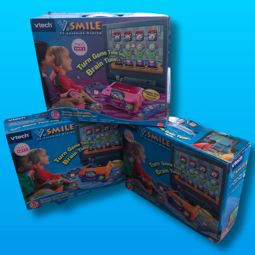 3X In Box Vtech VSmile TV Learning System Orange Pink Controller Open ...