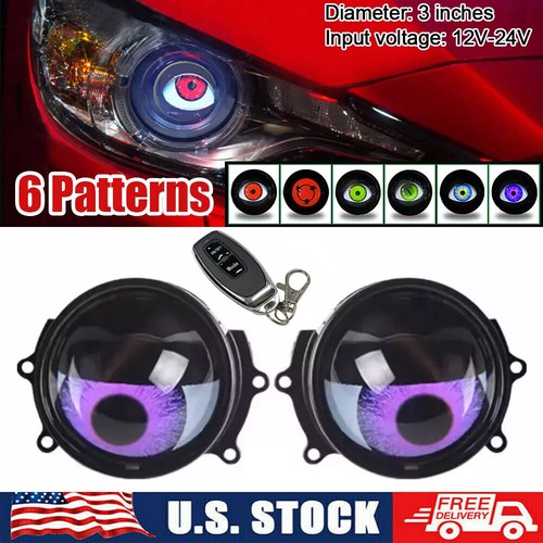 2pcs 3" Car Dynamic Devil Eyes Lights 12v Car Remote Control Eyes ...