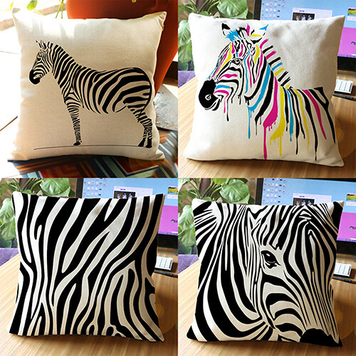 Throw Pillow Case Sofa Waist Cushion Cover Zebra Print Pillowcase Home ...