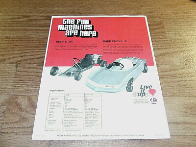 WOW" VINTAGE RUPP FUN MACHINES CHEVY JR. FUN GOKARTS 2 SIDED ...