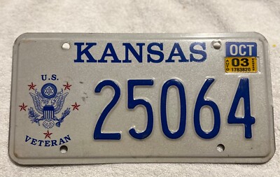 LICENSE PLATE'S KANSAS 2003 25064 VETERAN | eBay