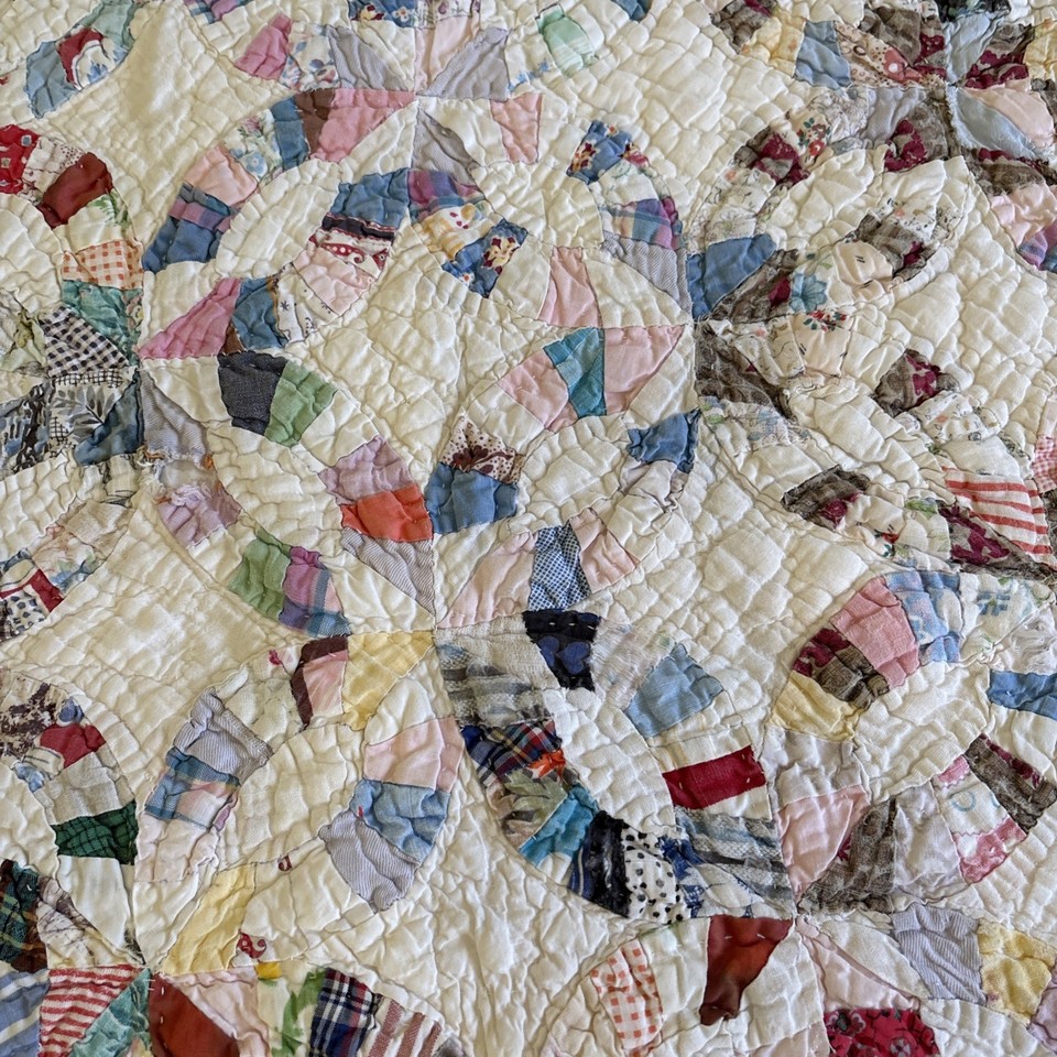 Antique Cotton Child’s Hand Made Double Wedding Ring Quilt Amazing ...