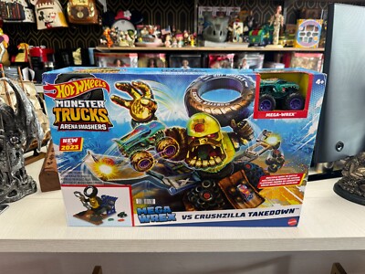 Hot Wheels Monster Trucks Arena Smashers MEGA-Wrex vs. Crushzilla ...
