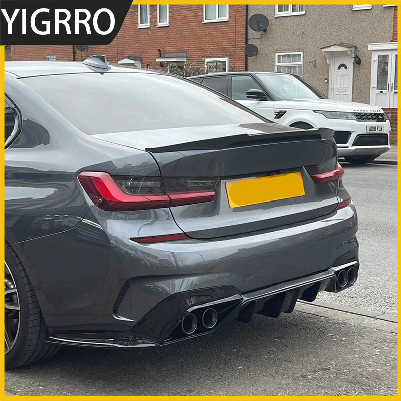 CMS Gloss Black Rear Diffuser W/ LED Light For 19-22 BMW 3 Series G20 ...