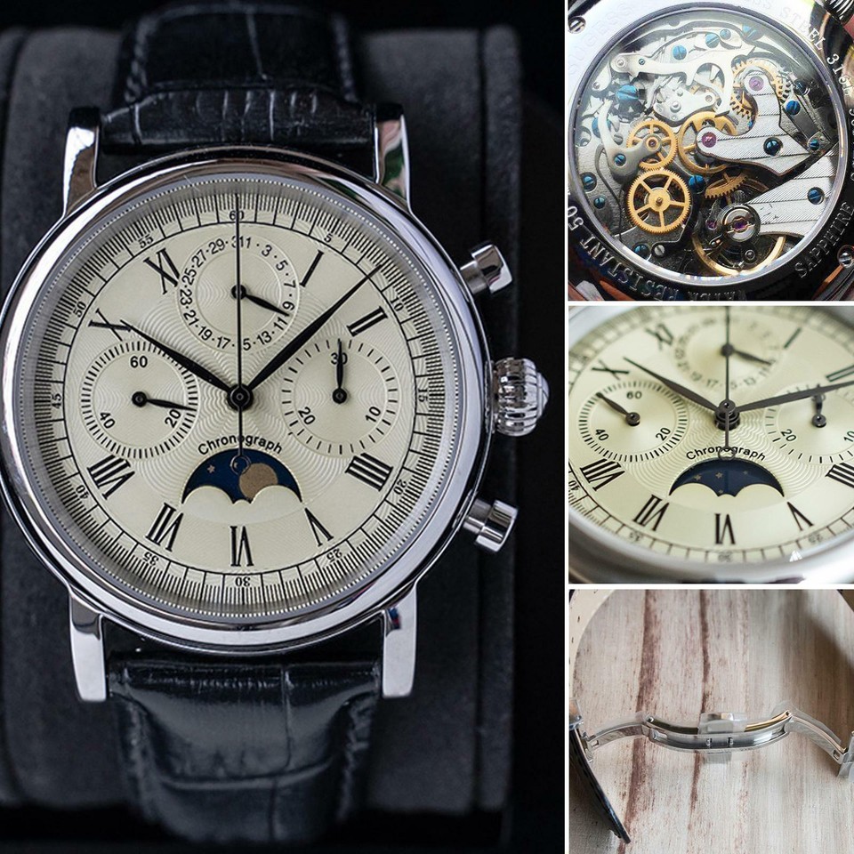Sugess MoonPhase 29 1/2 Day Chronograph Mechanical Watch Seagull 1963 ...