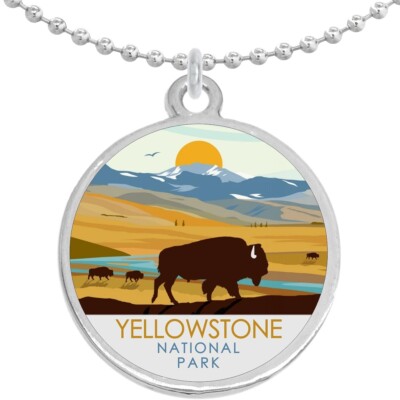 Yellowstone National Park Round Pendant Necklace Beautiful Fashion ...