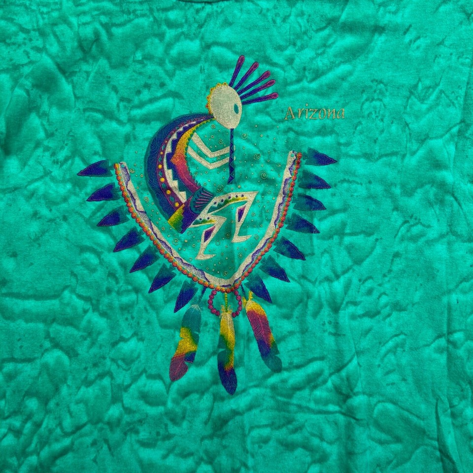 Vintage Arizona Shirt Adult 2XL Green Tie Dye Native American Art Folk ...