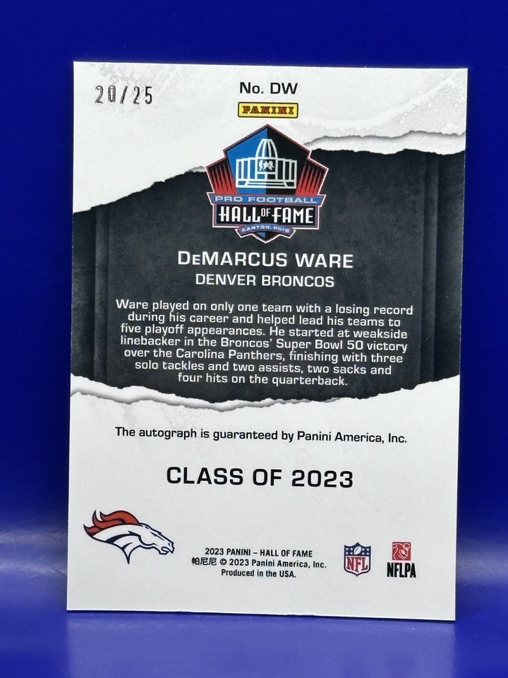 2025 Panini VIP Gold Pack DeMarcus Ware OC AUTO SILVER Class of 2023 20 ...
