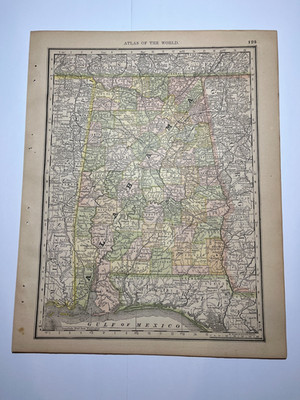 1890 ALABAMA State Map Fm 1890 Rand-McNally Atlas SEE PICs & DESCRIP | eBay