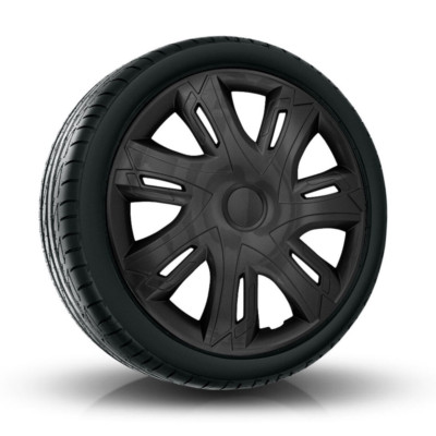 Universal 14" Wheel Trims Covers Hub Caps 4-Piece Set Black Matte ABS ...