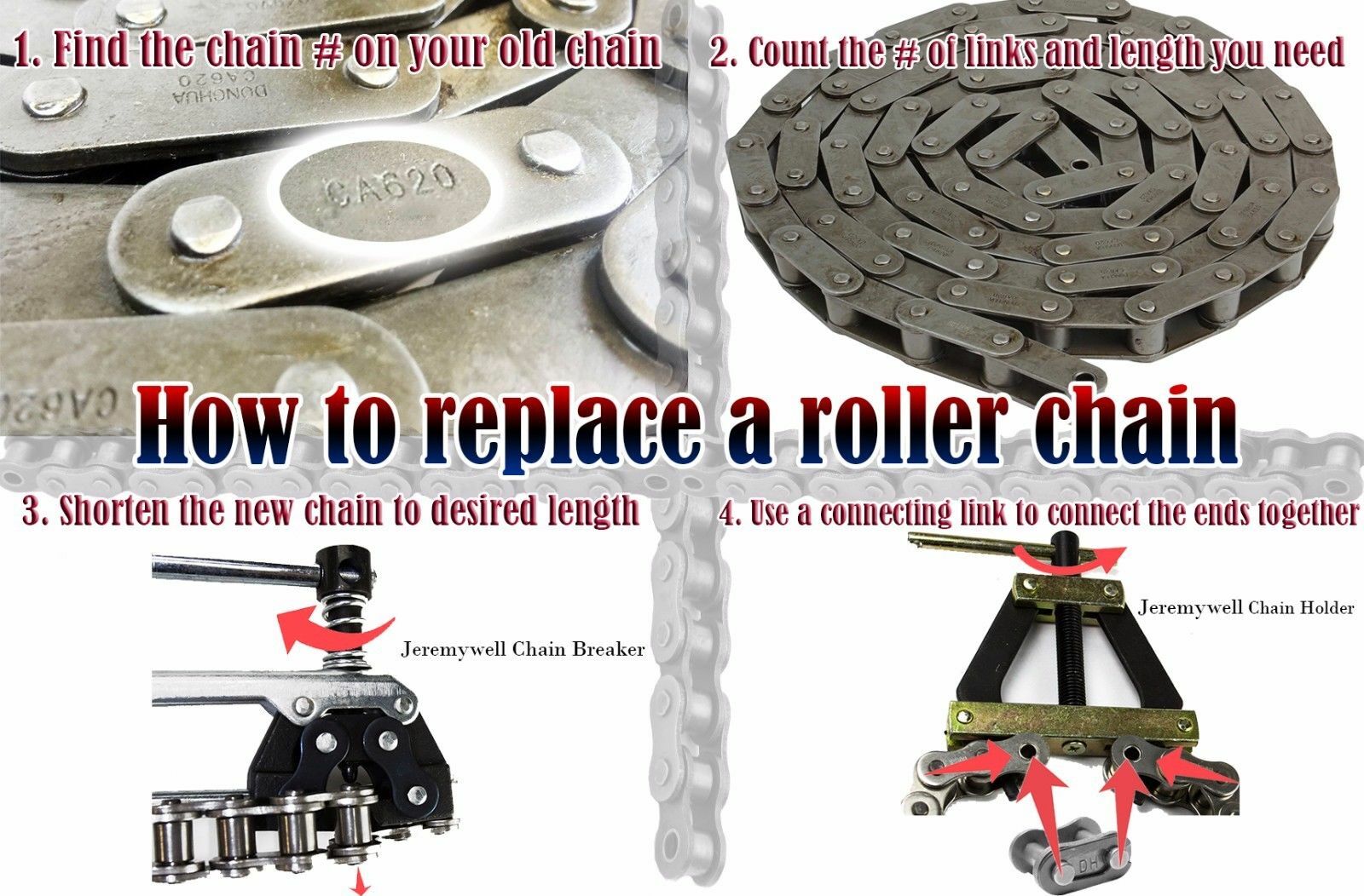 #A2060 Conveyor Roller Chain 10 Feet with 1 Connecting Link - Double ...