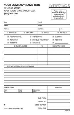 100 Pest Bug Termite Control Form + Treatment Procedures / 5.5 x 8.5 ...