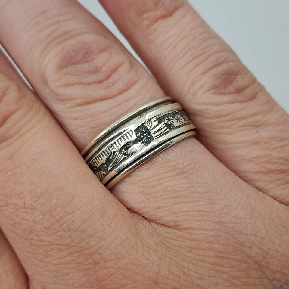 Navajo Storyteller Spinner Ring Sterling by Navajo Artist Elaine ...