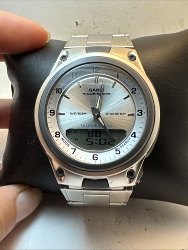 Casio Men's Quartz World Time Ana-Digi Silver-Tone Band 40mm Watch ...