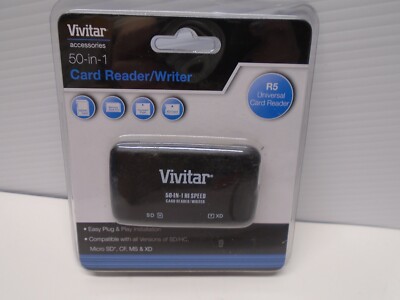Vivitar Mobile Pocket Reader Writer-50-in-1 HI SPEED-USB Card Reader ...