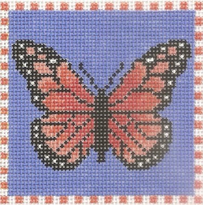 Hand painted needlepoint Monarch Butterfly square 3" 18 mesh | eBay