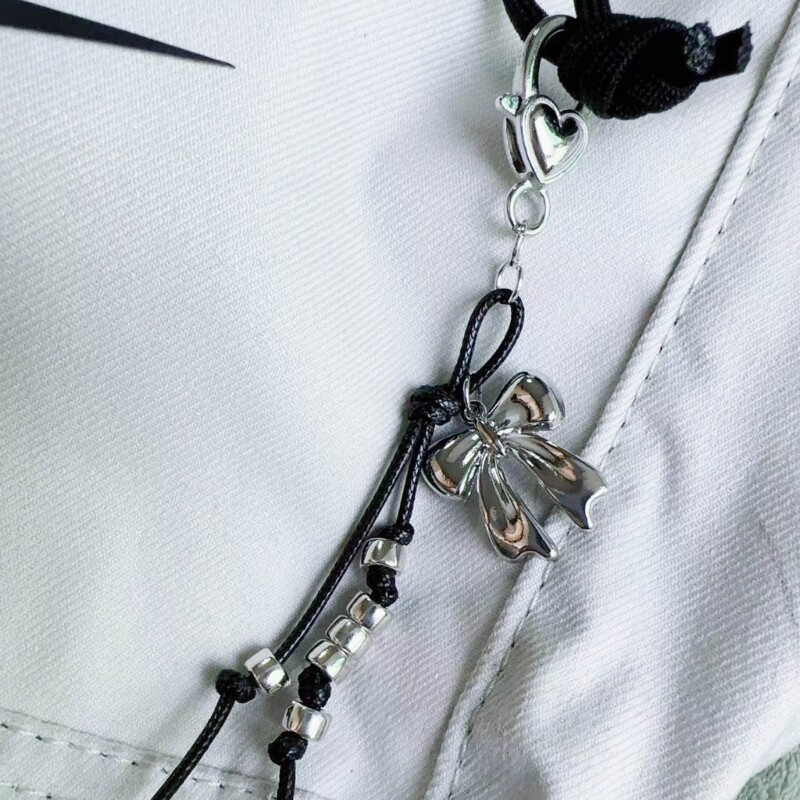 Black Rope Beaded Keyrings Vintage Bowknot Keychain Versatile Bag ...