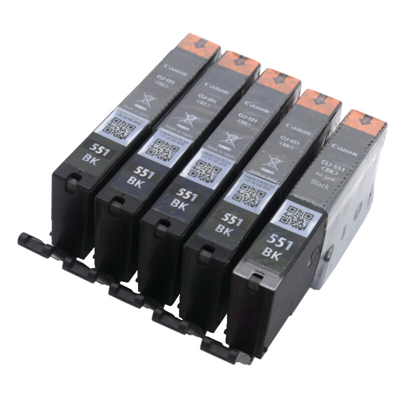 5x Original Canon Ink Cartridges CLI-551 Black for IP7250 MG5450 MG ...