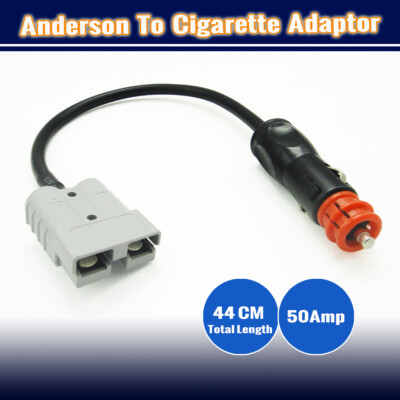 50A AMP ANDERSON PLUG TO CIGARETTE MALE CONNECTOR WIRING SOCKET ADAPTER ...
