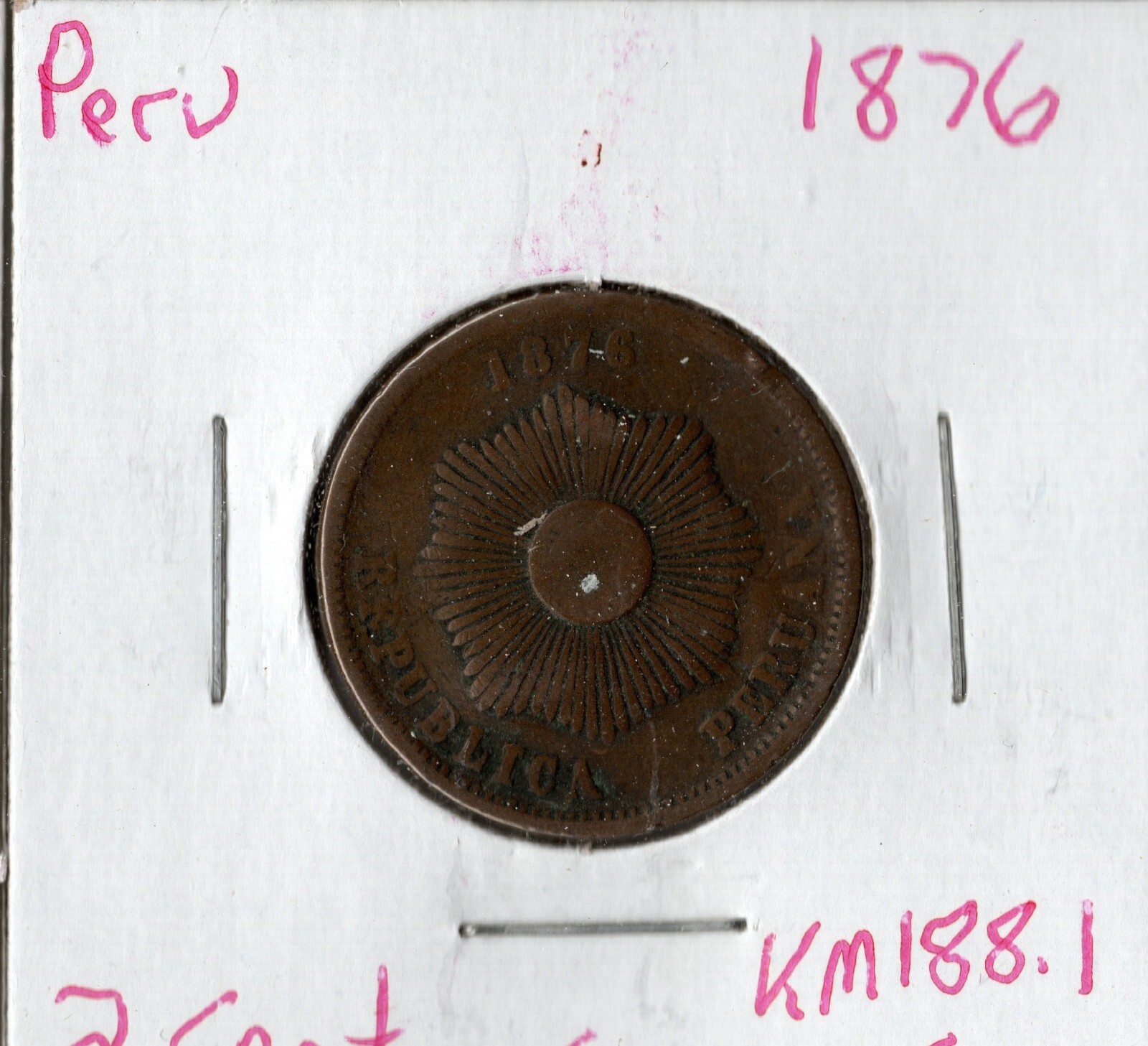 Coin Peru 2 Centavos 1876 KM188.1a | eBay