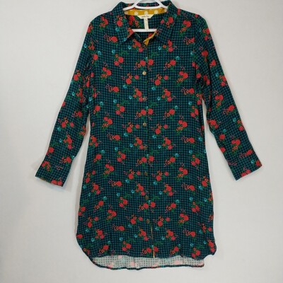 Womens Matilda Jane Fa La La Shirt Dress Small Blue Gingham Floral Long ...