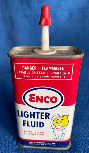 Vintage Enco Lighter Fluid Can Tin Clean Oiler 4 oz 1970s Esso Carter ...