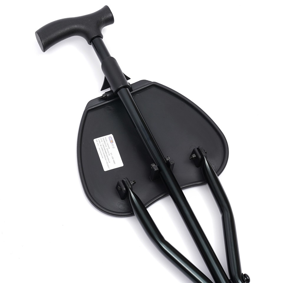 Black Folding Multifunctional Cane Chair Walking Stick with Stool ...